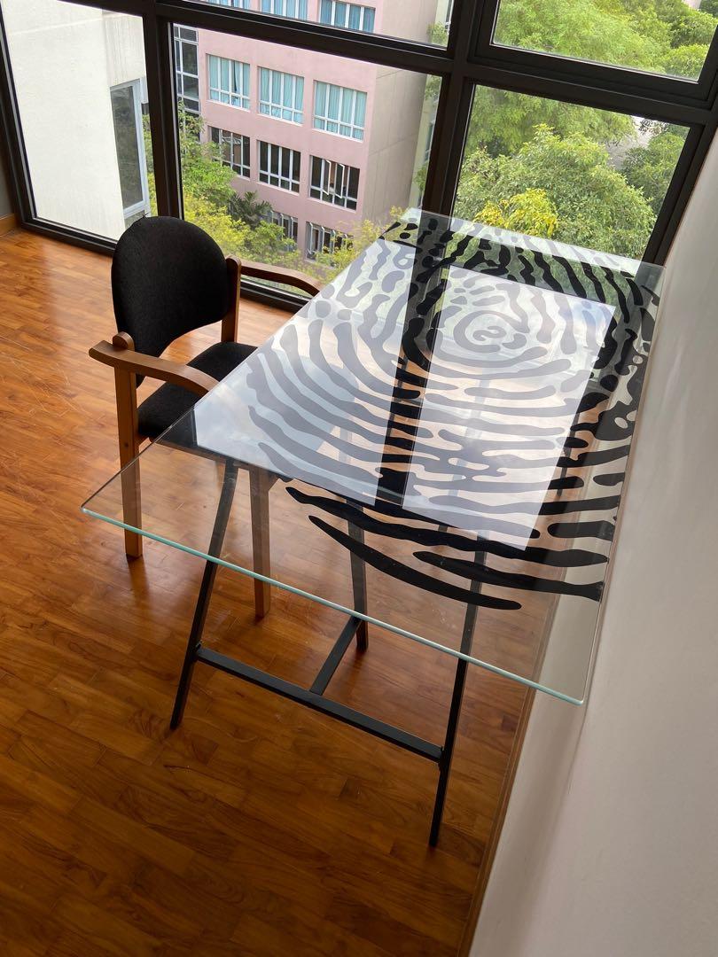 Glass study table, Furniture & Home Living, Furniture, Tables & Sets on ...