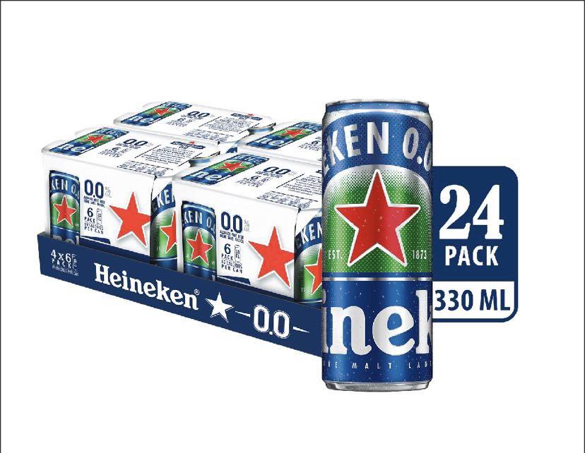 Heineken 0.0 Zero Alcohol Beer Can 330ml (Bundle of 6), Food & Drinks ...