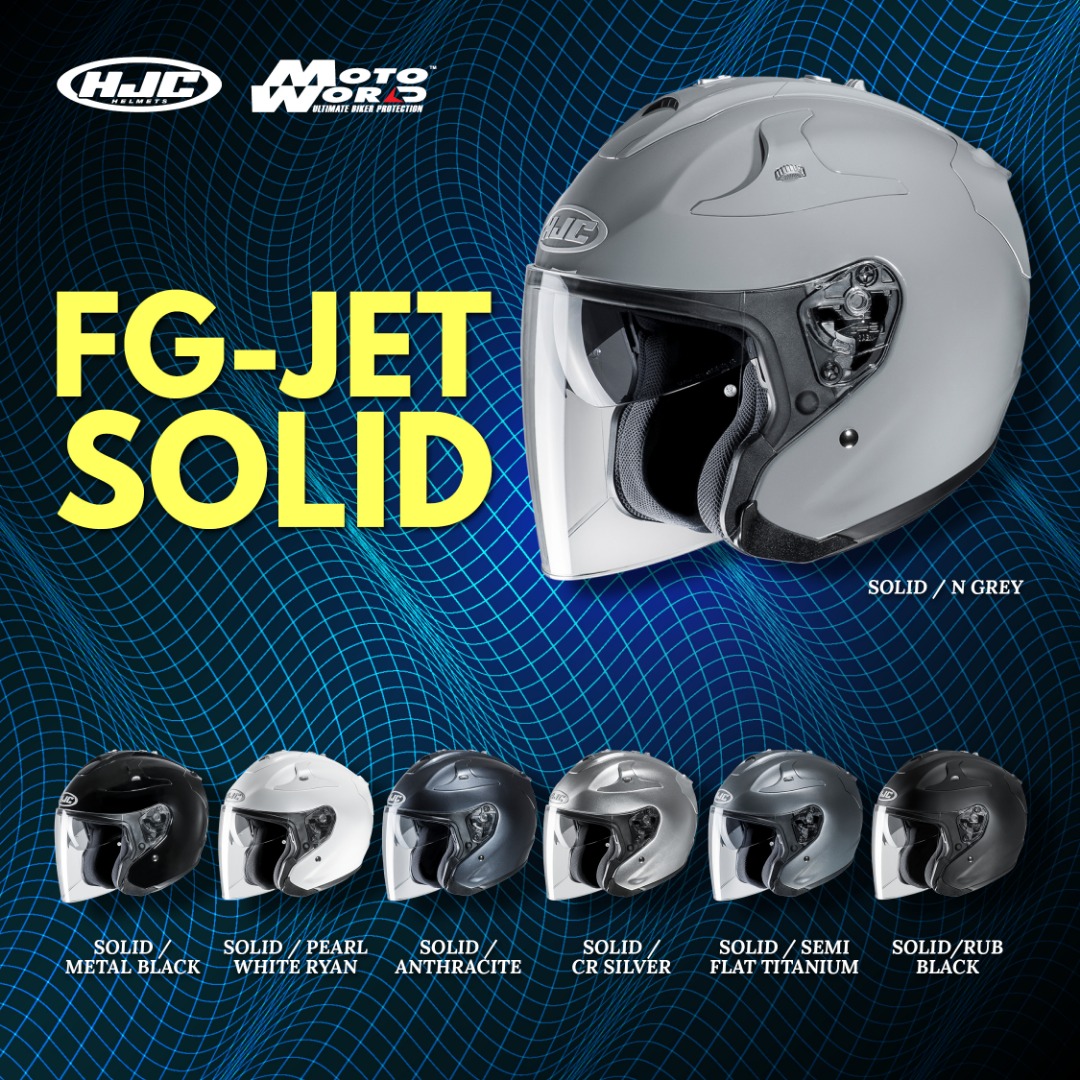 HJC FG Jet Solid Half Face Motorcycle Helmet PSB APPROVED, Motorcycles ...