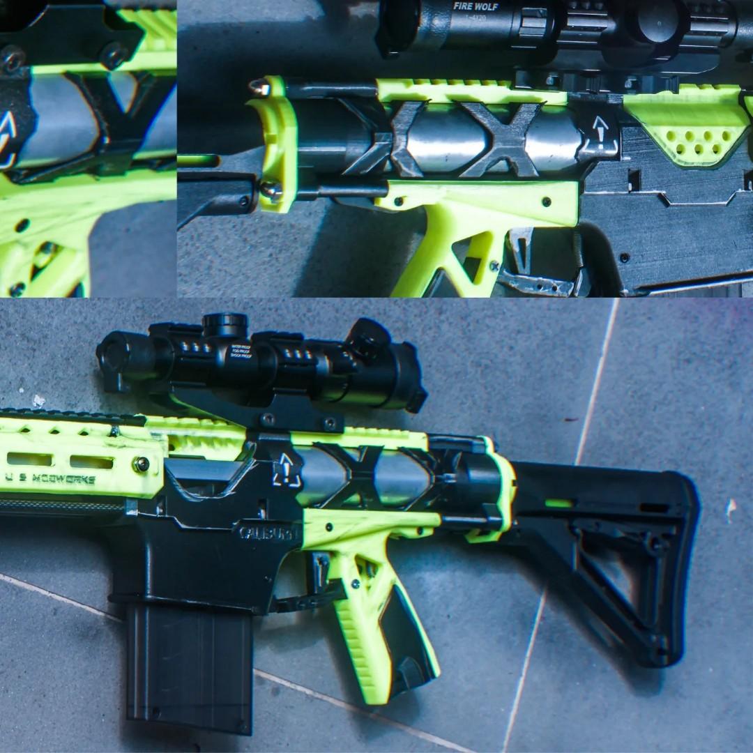 Nerf sniper NEON green/yellow CALIBURN talonclaw hybrid, Hobbies & Toys ...