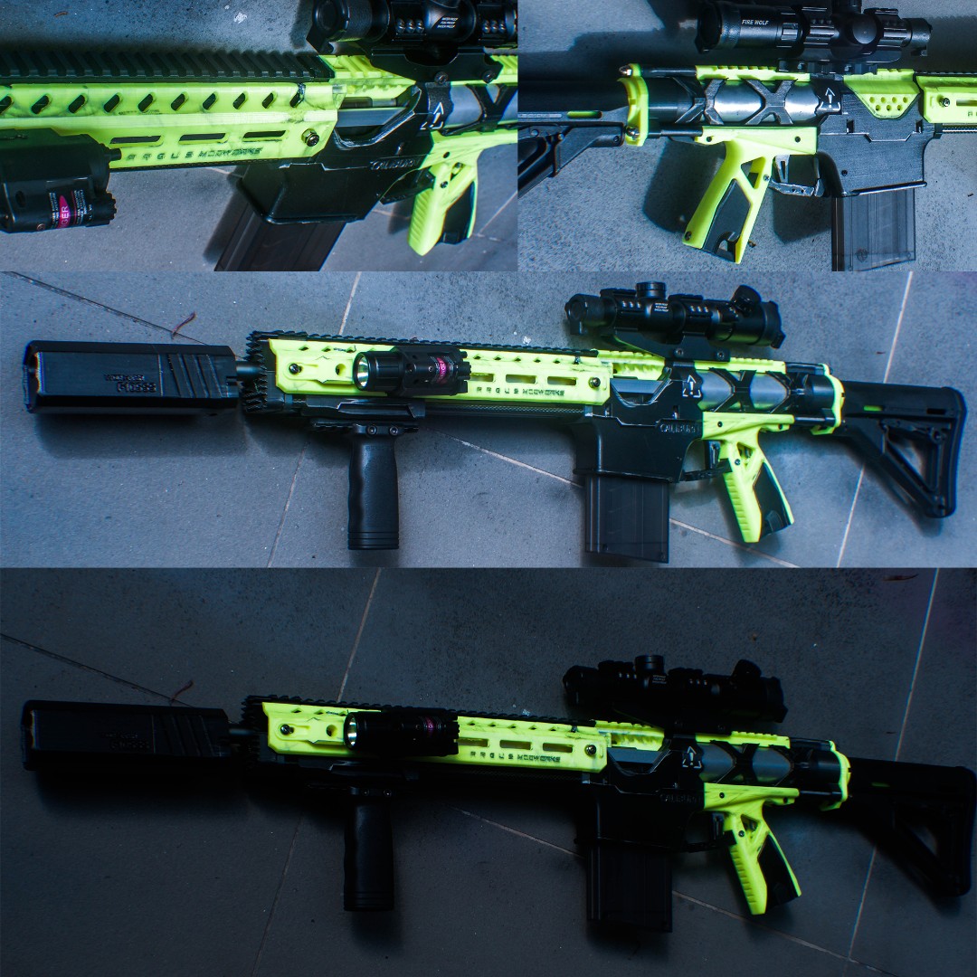 Nerf sniper NEON green/yellow CALIBURN talonclaw hybrid, Hobbies & Toys ...