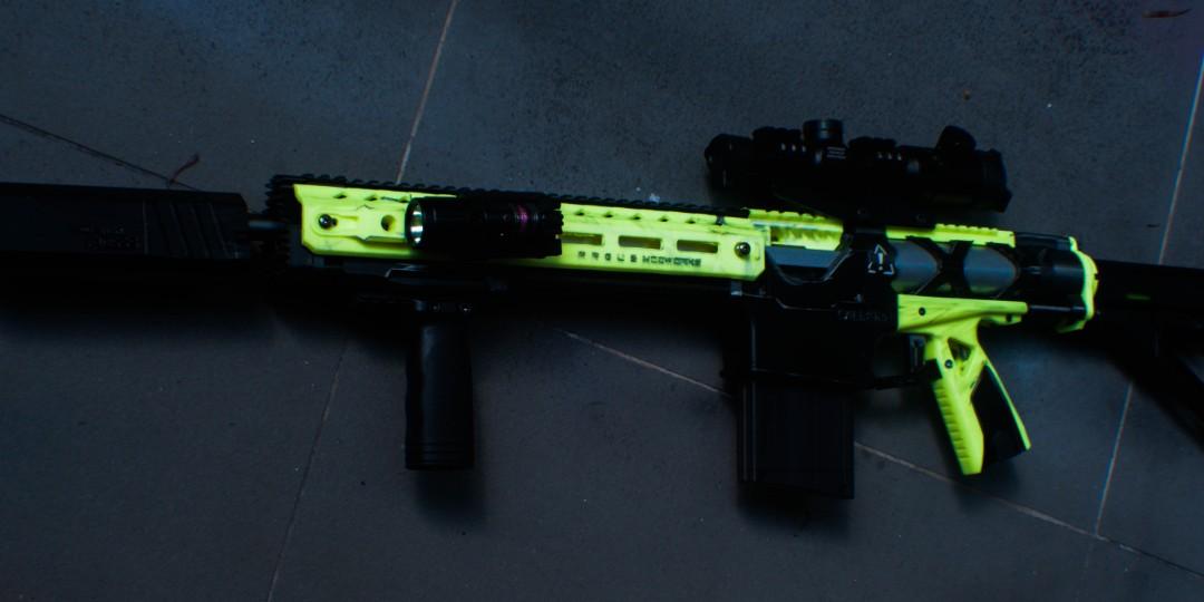 Nerf sniper NEON green/yellow CALIBURN talonclaw hybrid, Hobbies & Toys ...