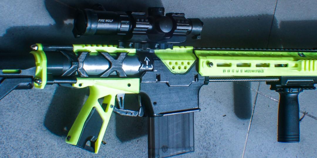 Nerf sniper NEON green/yellow CALIBURN talonclaw hybrid, Hobbies & Toys ...