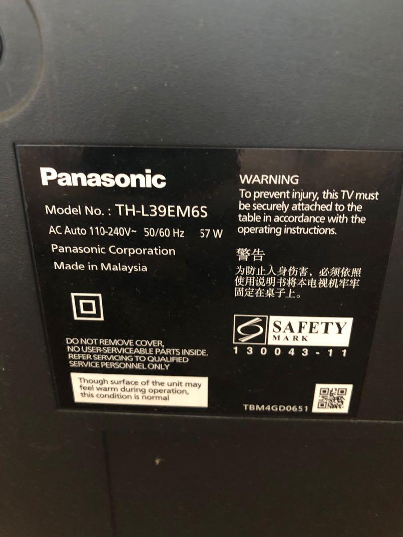 Panasonic TV (TH-L39EM6S), TV & Home Appliances, TV & Entertainment, TV ...