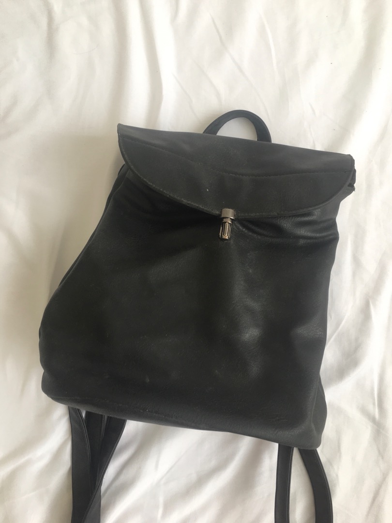 Parisian Leather Black Bag (Backpack and shoulder bag in one), Women's ...