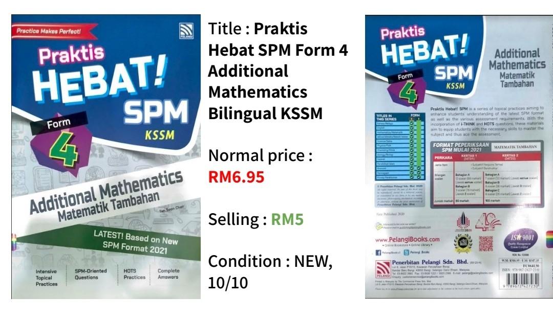 PRAKTIS HEBAT SPM FORM 4 ADDITIONAL MATHEMATICS BILINGUAL KSSM, Hobbies ...