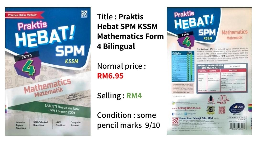 PRAKTIS HEBAT SPM KSSM MATHEMATICS FORM 4 BILINGUAL, Hobbies & Toys ...