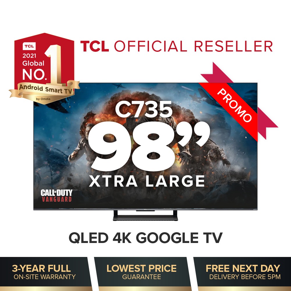 TCL Largest TV Display - C735 4K Gaming QLED Google TV 98”, TV & Home ...