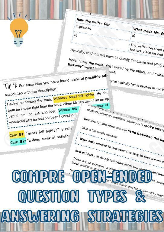 PSLE Comprehension Open-ended Notes / Answering Strategy Book (Primary ...