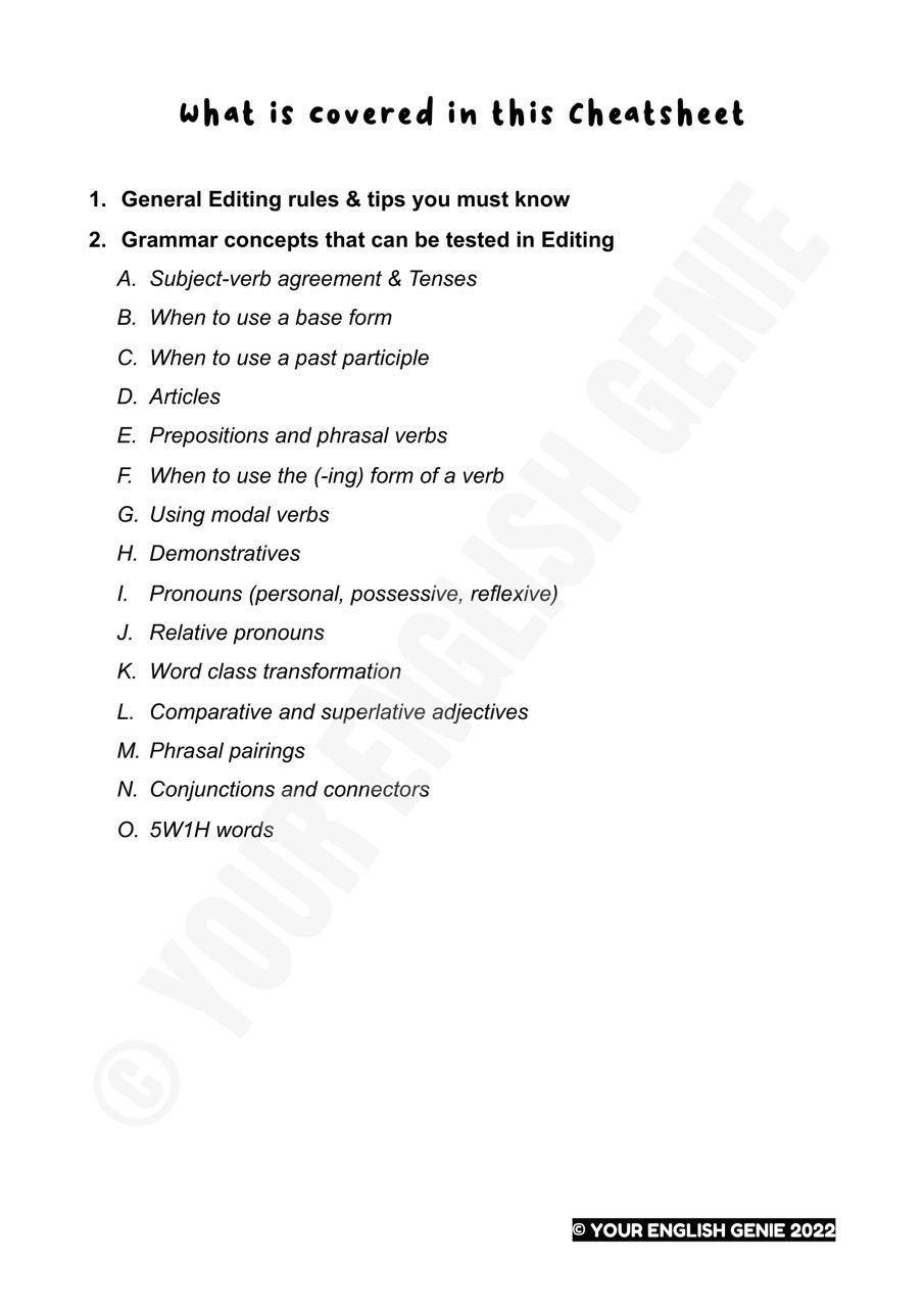 PSLE Editing Workbook / Practices (Upper Primary English Notes; Digital ...