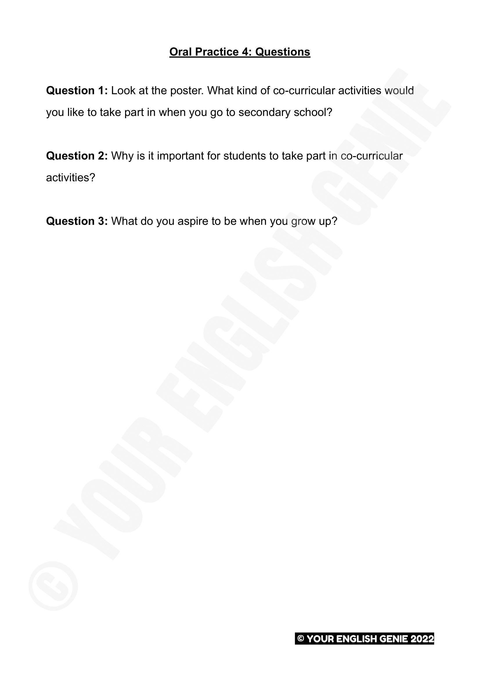 PSLE Oral Notes / Guide + Practices & Model Responses (Primary English ...