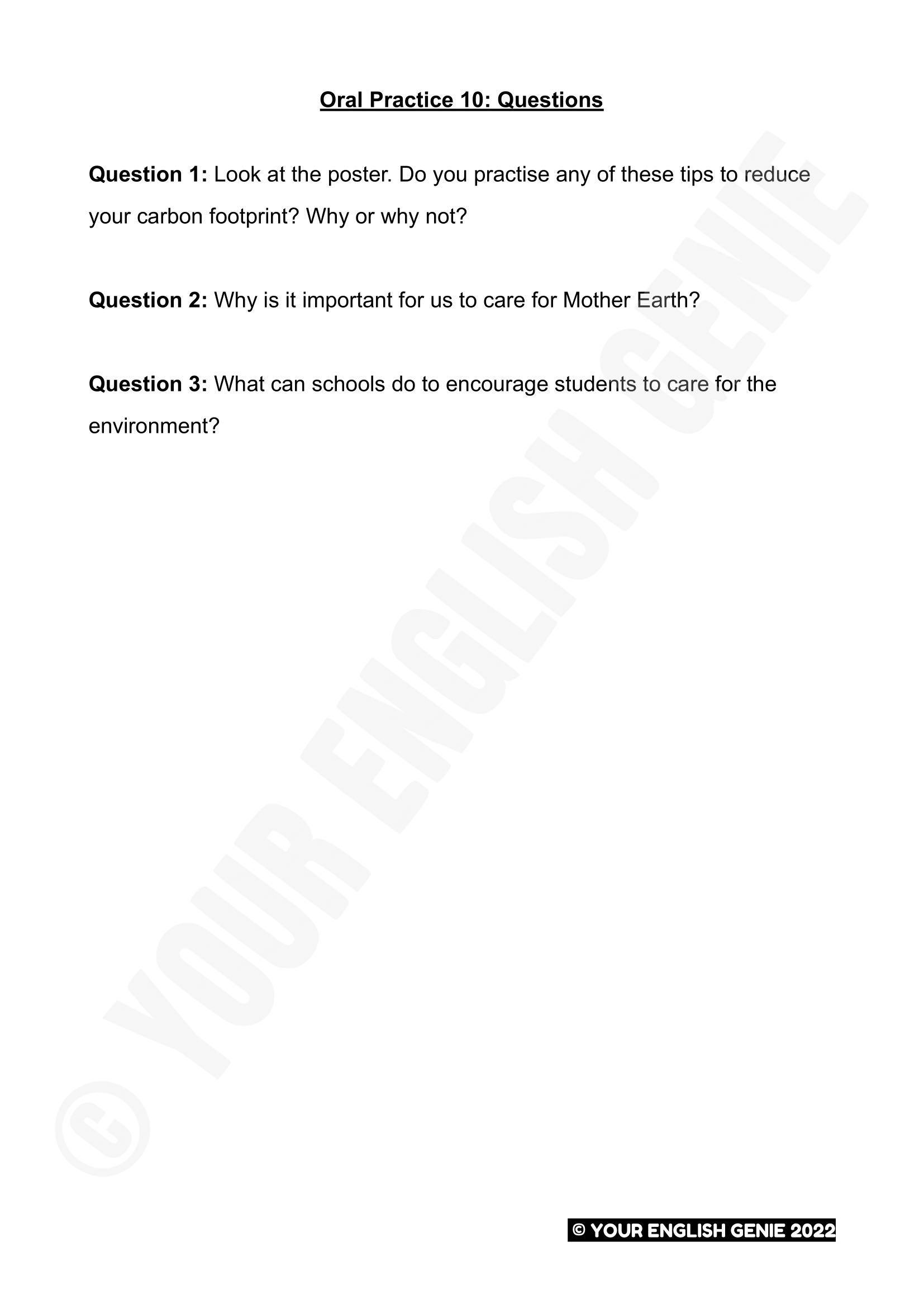 PSLE Oral Notes / Guide + Practices & Model Responses (Primary English ...