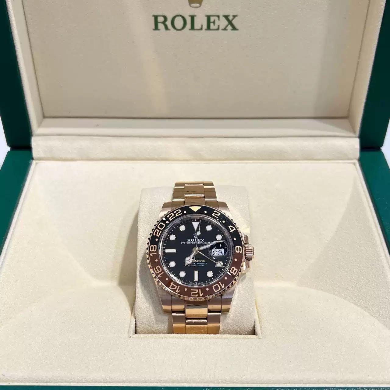 Rolex GMT Master II Rootbeer Full Rose Gold 126715CHNR, Luxury, Watches ...