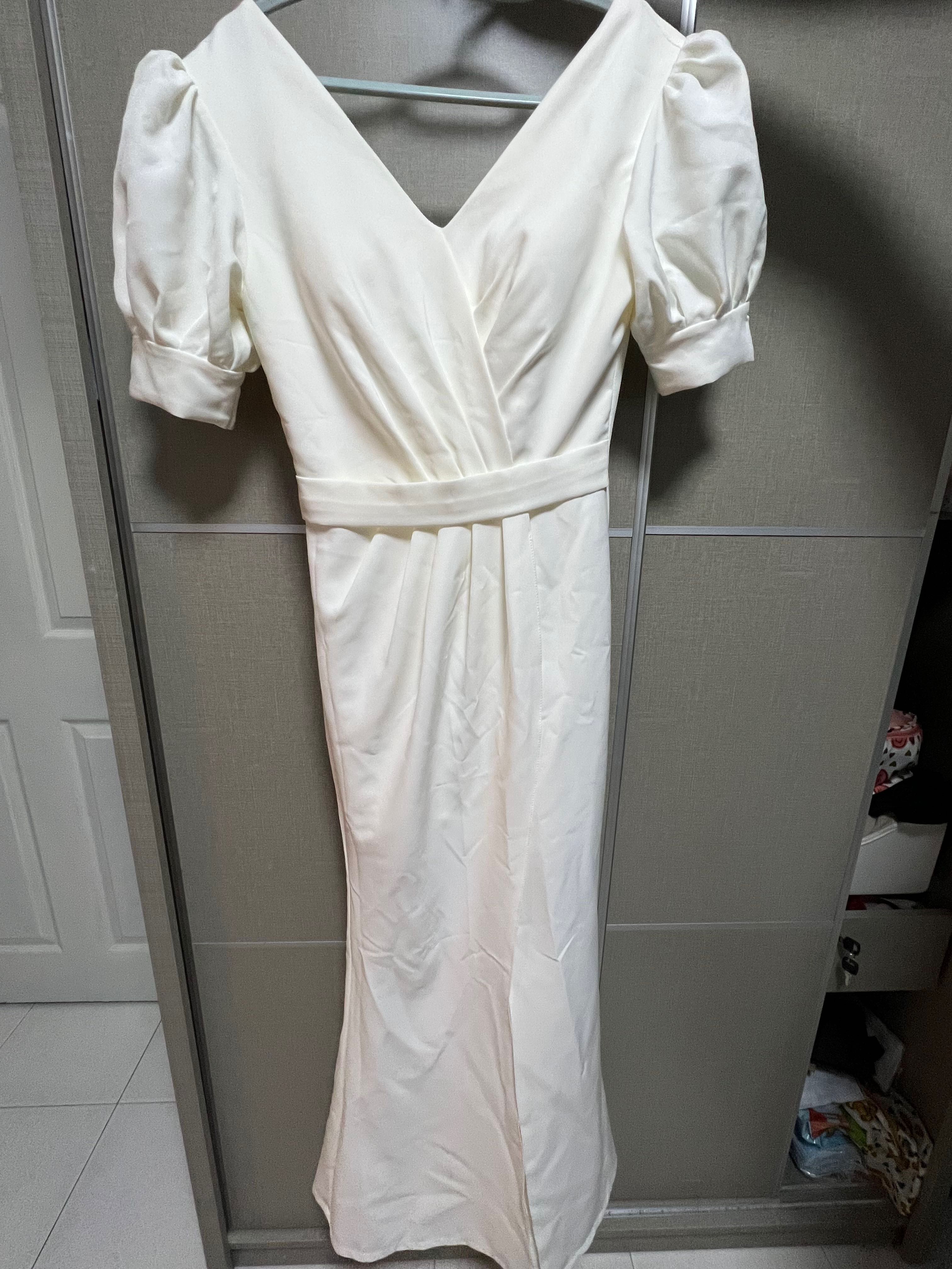 ROM dress white maxi long dress, Women's Fashion, Dresses & Sets ...