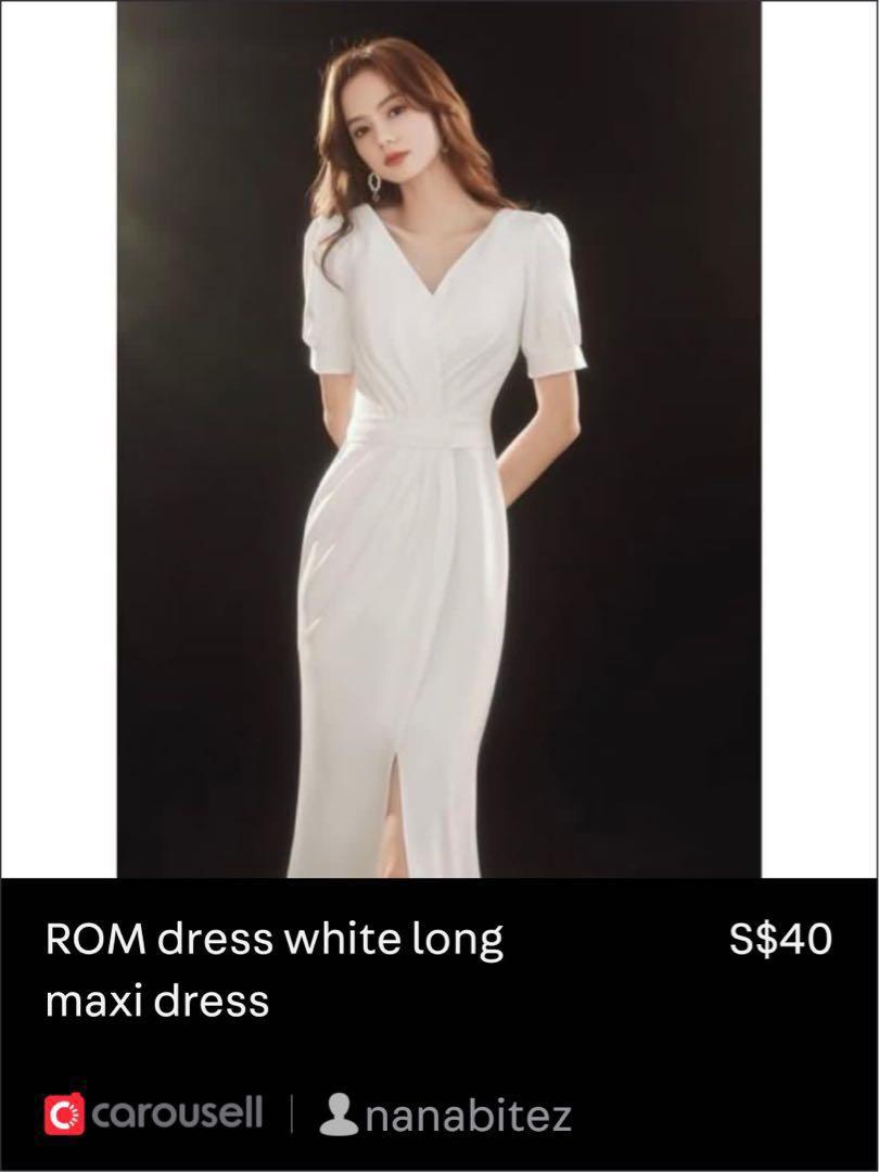 ROM dress white maxi long dress, Women's Fashion, Dresses & Sets ...