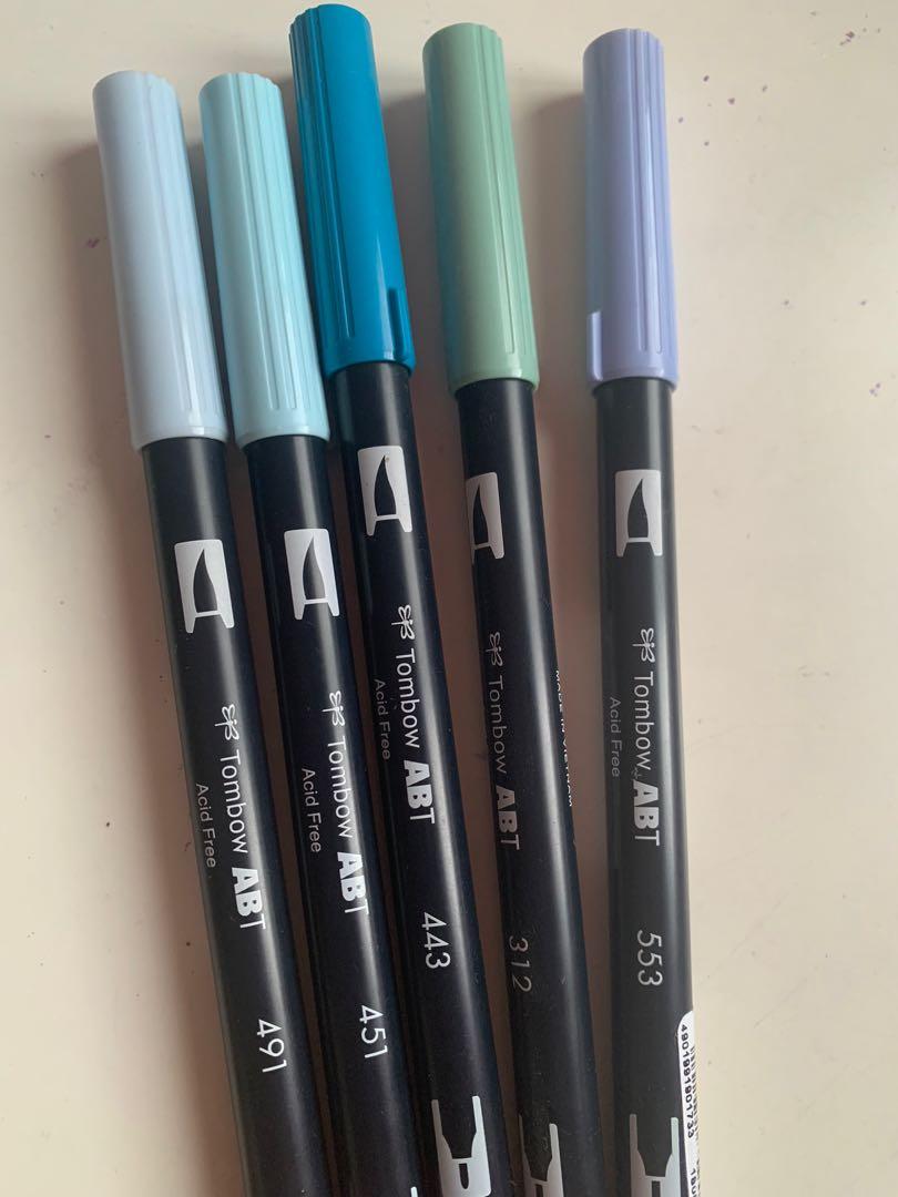 tombow brush pen calligraphy lettering coloring shades of blue green ...