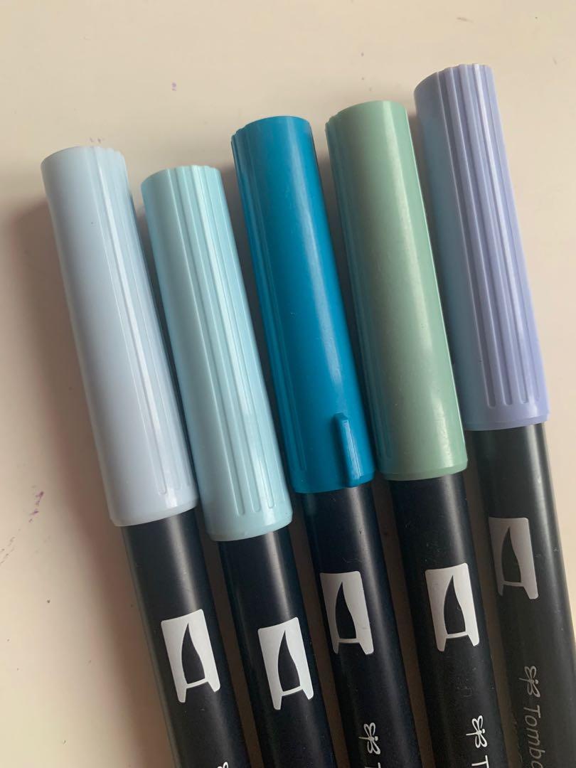 tombow brush pen calligraphy lettering coloring shades of blue green ...