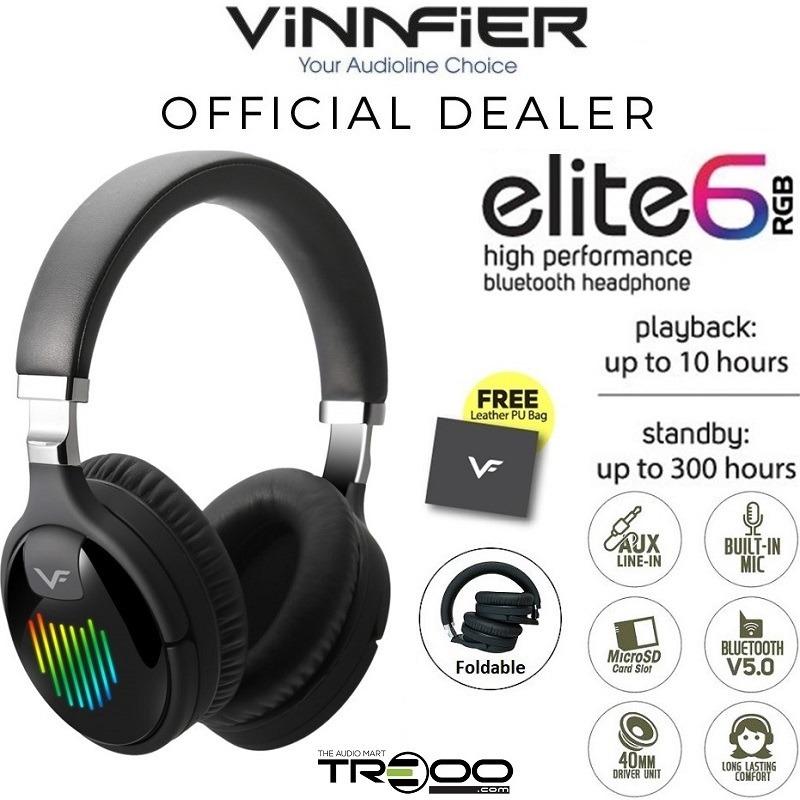 Vinnfier Elite 6 RGB Wireless Bluetooth Over-Ear Headphone with Mic ...