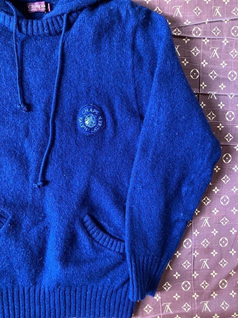 Vintage Chaps by Ralph Lauren Wool knit Midnight Blue Hoodie Jacket ...