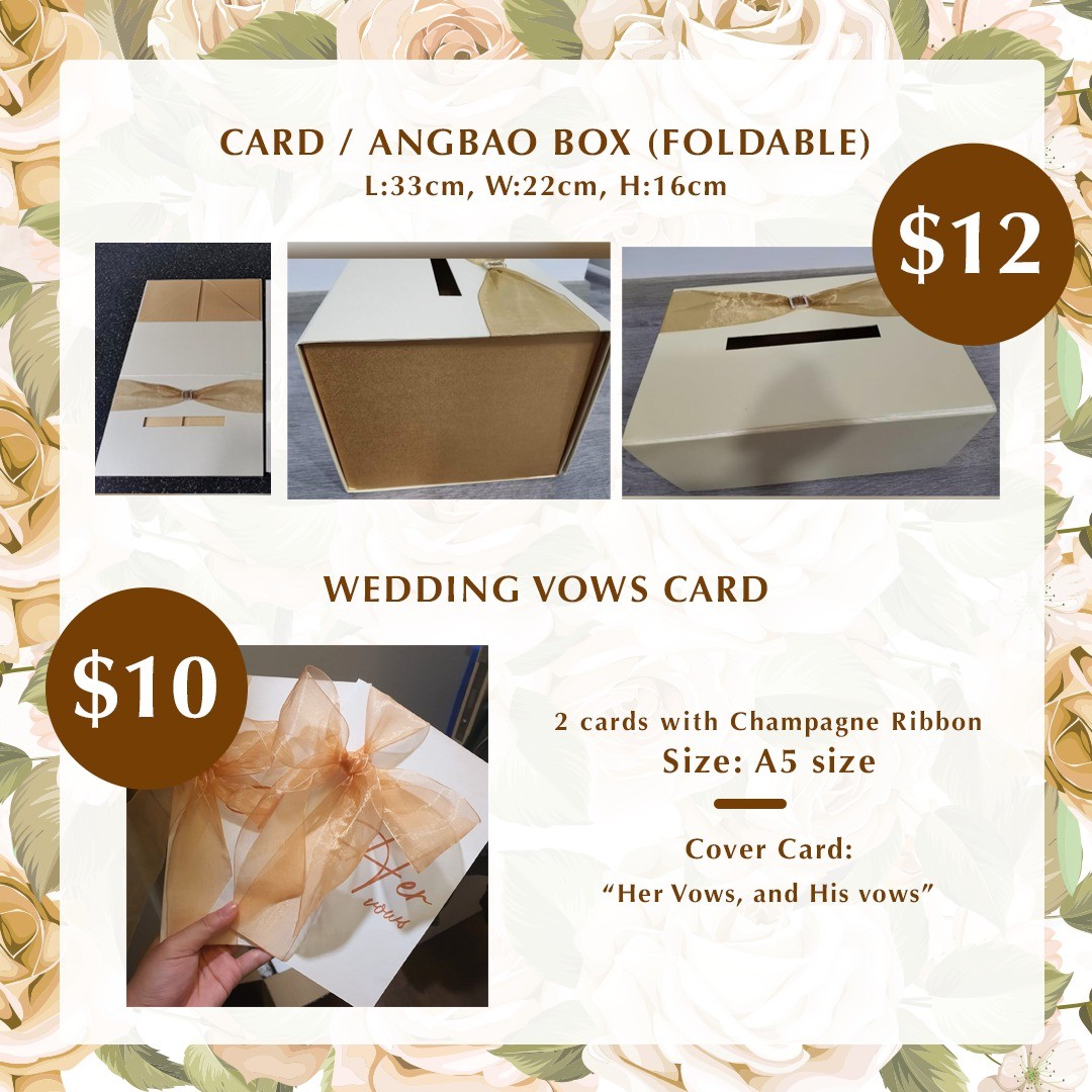 Wedding champagne money packet box and wedding vows, Furniture & Home ...