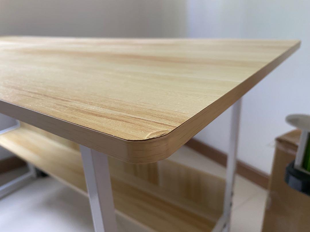 Wooden table with metal legs and ledge and storage, Furniture & Home ...