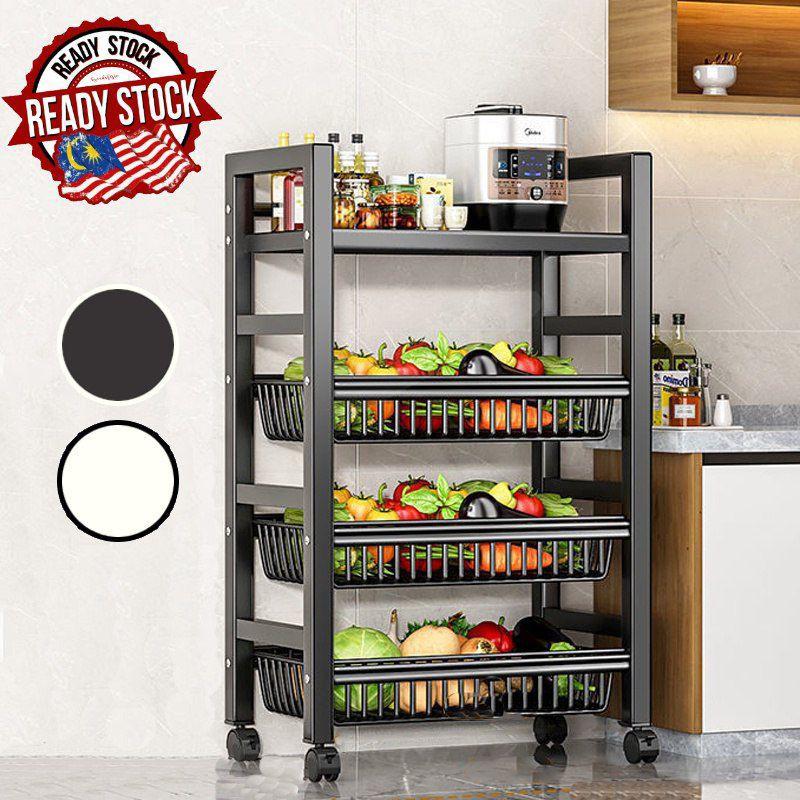 💐4 Layers Kitchen Drawer Vegetable And Fruit Racks Slotted Storage ...