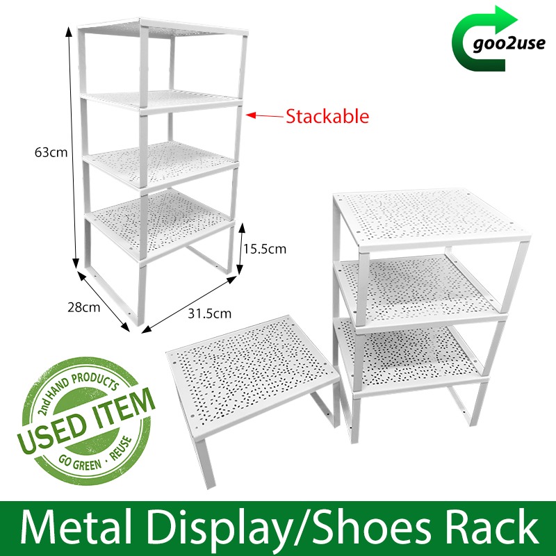 4 Layers Multi-Purpose Stackable Metal Display Rack Shoe Rack ...