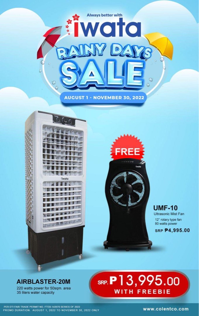 AIRBLASTER 20-M IWATA AIRCOOLER, Furniture & Home Living, Lighting ...