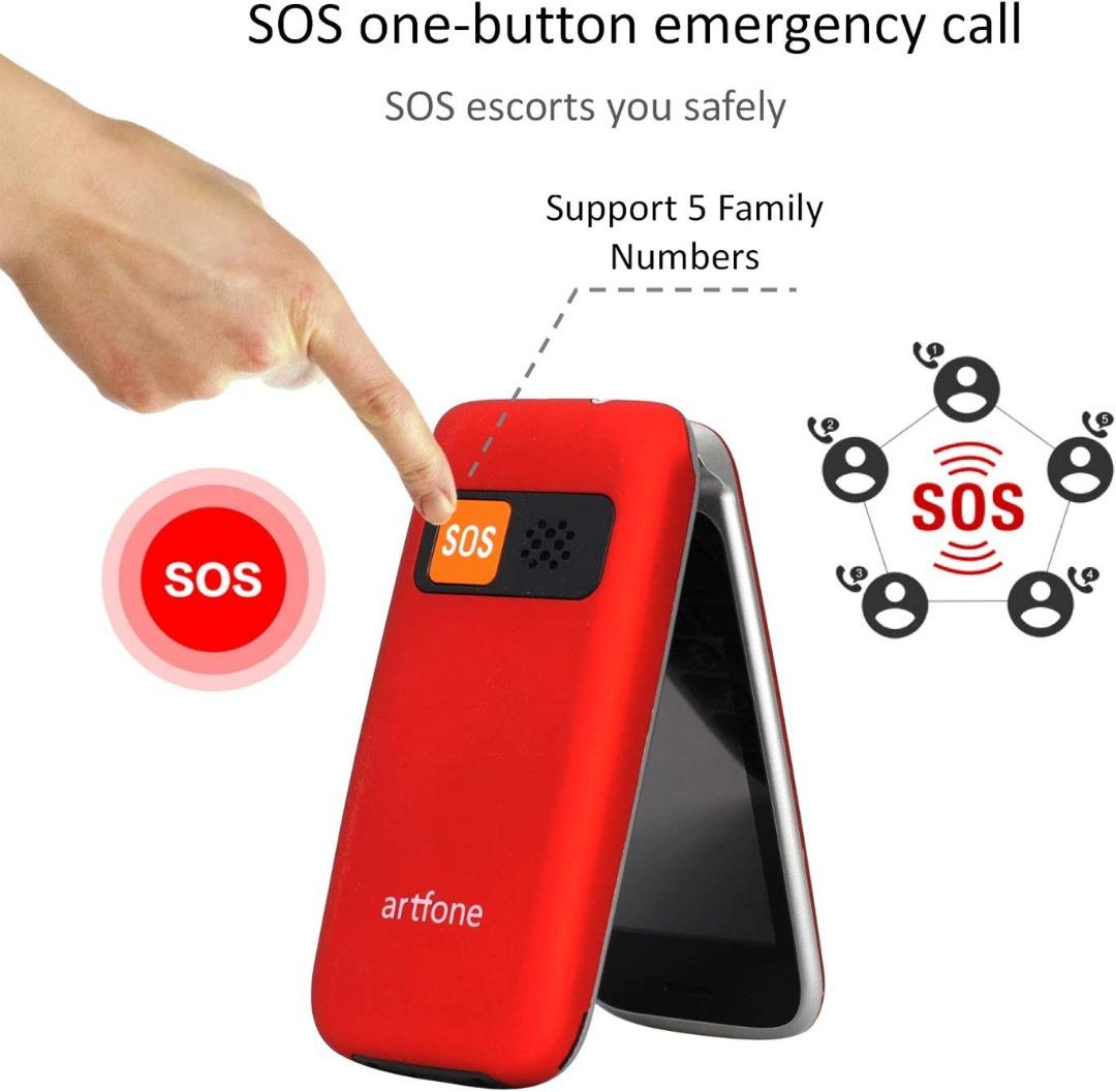 Artfone Flip CF241A Mobile Phone for Elderly People, Large Buttons, with 2.4 Inch Screen Cover ...