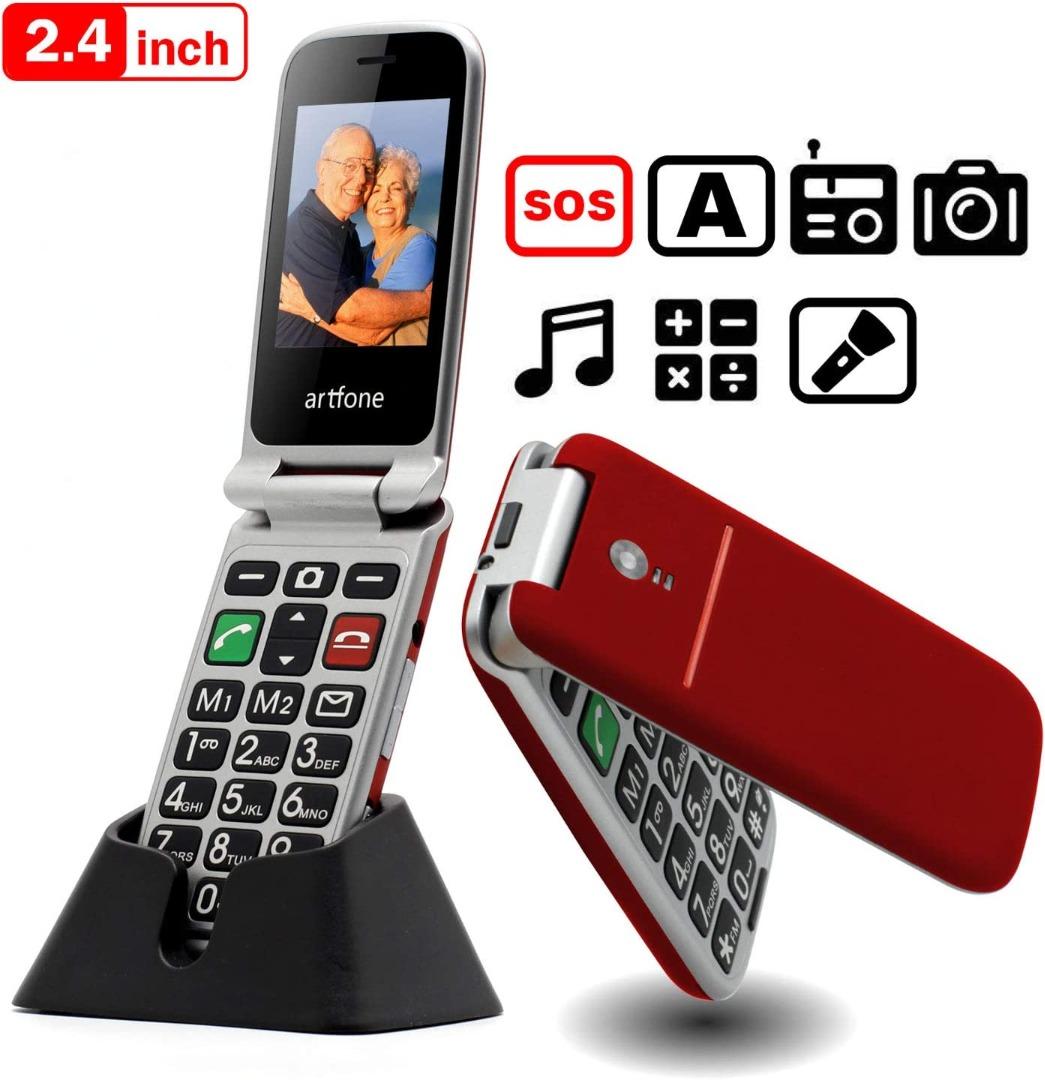 Artfone Flip CF241A Mobile Phone for Elderly People, Large Buttons, with 2.4 Inch Screen Cover ...