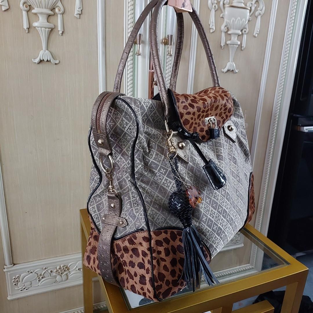 Authentic Russet genuine ostrich and leopard skin bag, Luxury, Bags ...