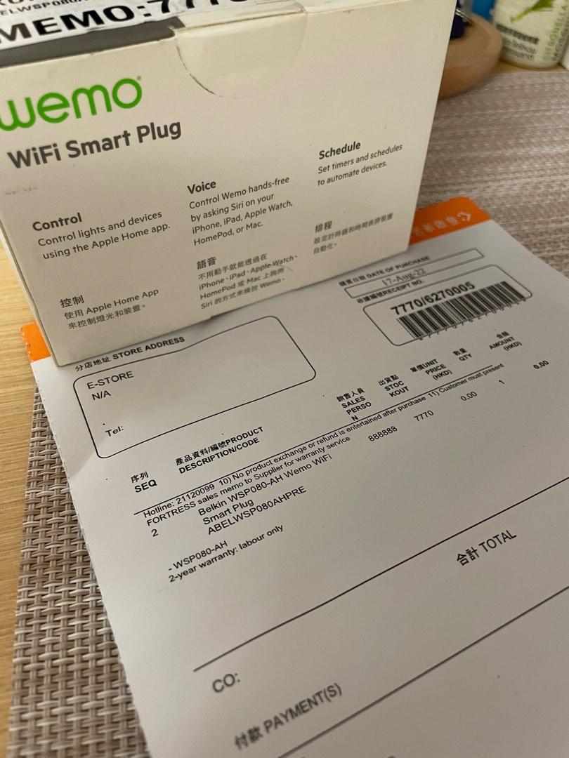 Belkin Wemo WiFi Smart Plug WSP080-AH ( Homekit ) 智能插頭, 家庭電器, 轉插器及插頭 ...