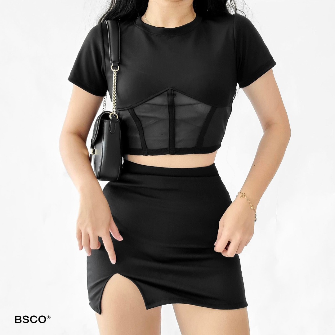 BSCO NYLA BLACK MESH COORDINATES Party Nightout SET, Women's Fashion ...