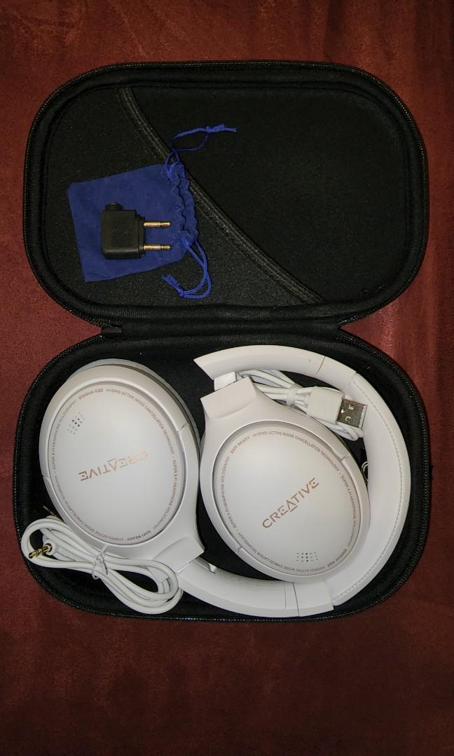 Creative Zen Hybrid ANC headphones with hard case and airplane adapter ...