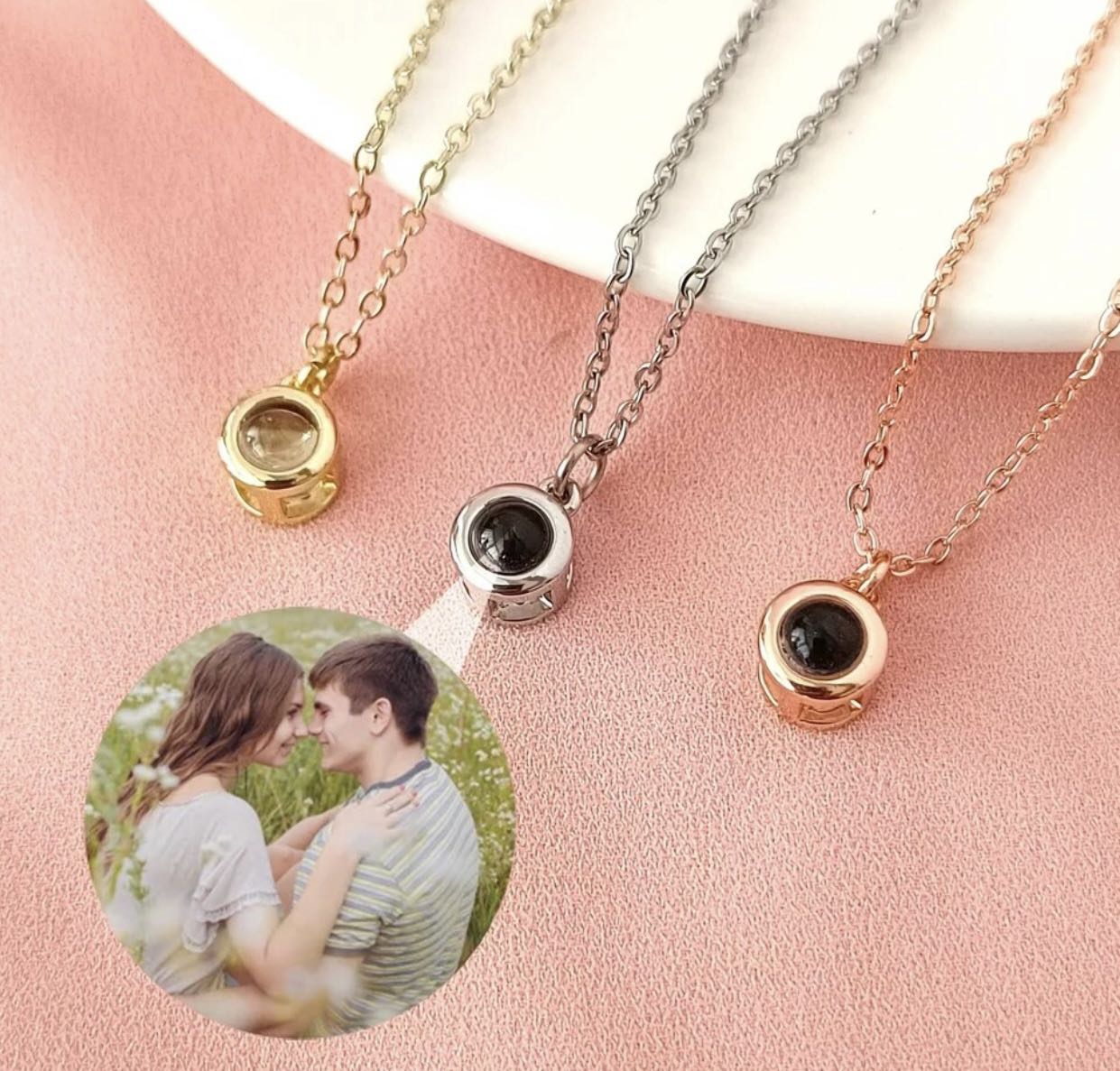 Custom Projector Hidden Photo Necklace Minimalism Necklace Custom Photo ...