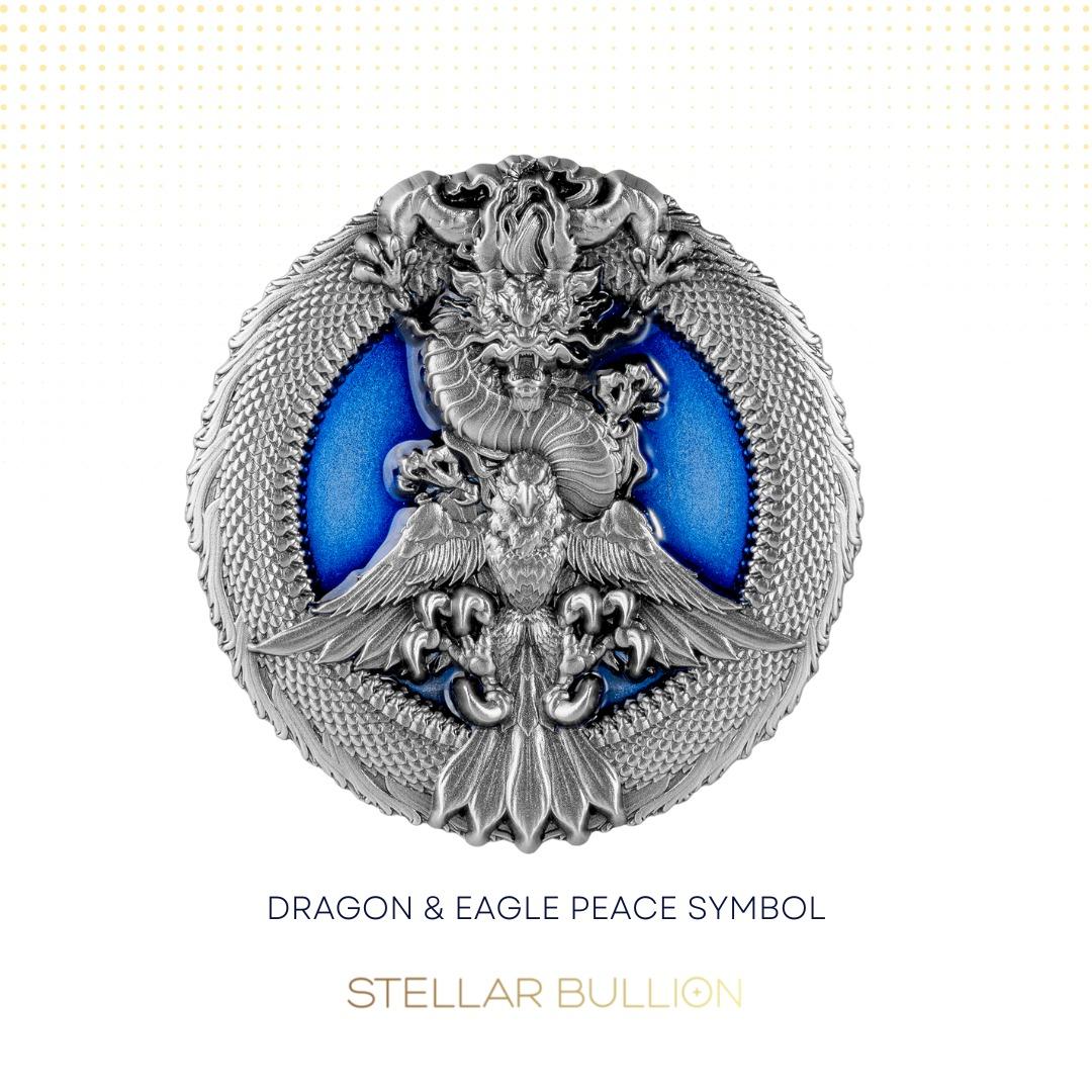DRAGON & EAGLE PEACE SYMBOL 3oz SILVER COIN, Hobbies & Toys ...