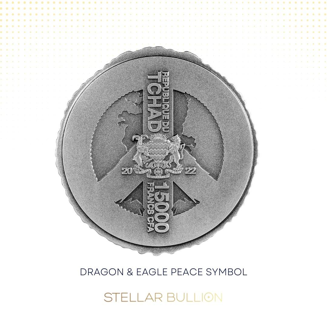 DRAGON & EAGLE PEACE SYMBOL 3oz SILVER COIN, Hobbies & Toys ...