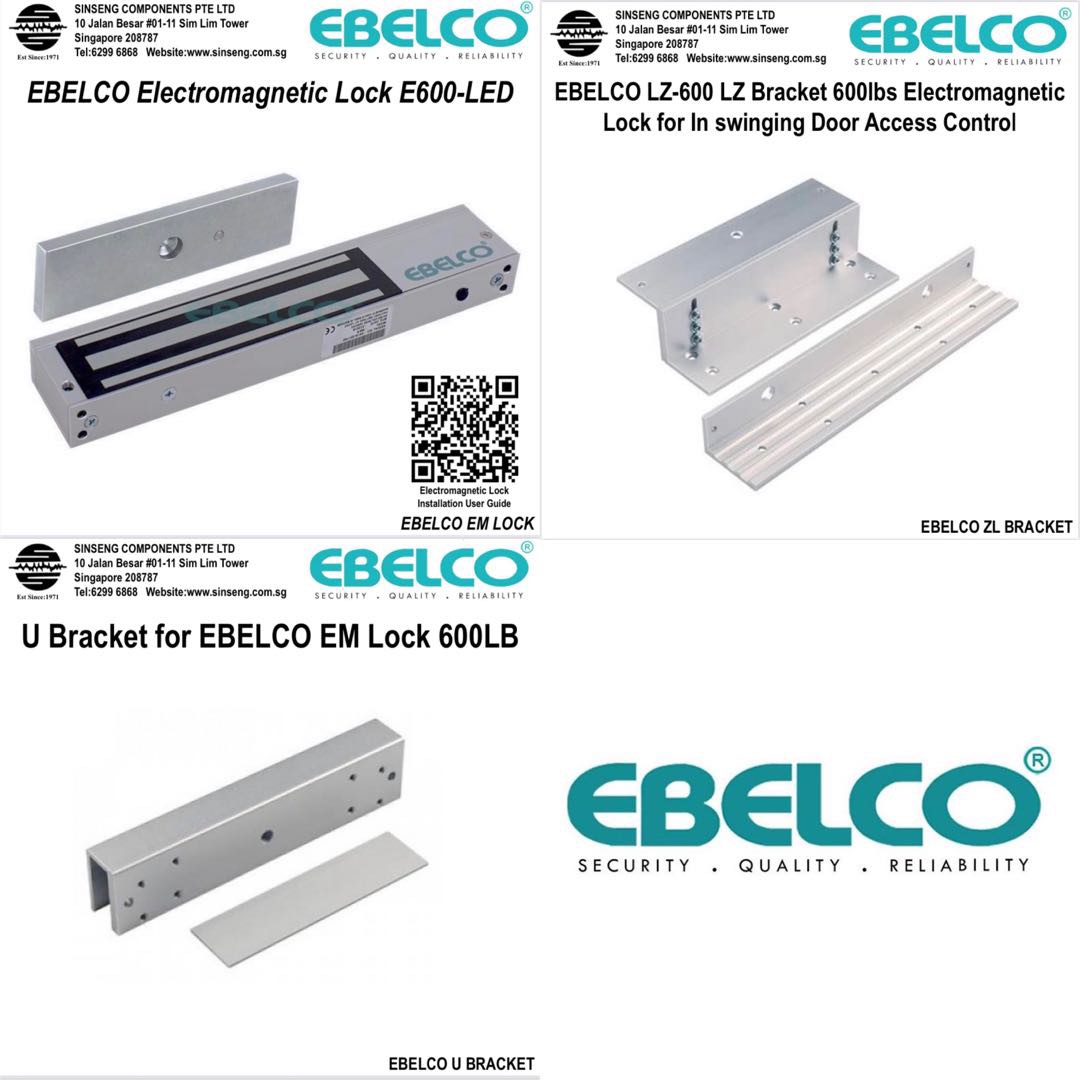 EBELCO EM Lock Set [Ebelco EM Lock (280KG), ZL Bracket, U Channel ...