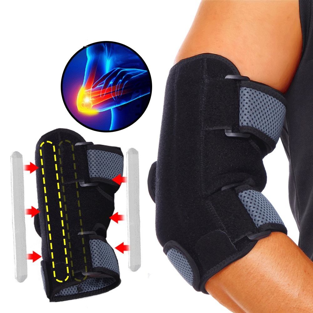 Elbow Brace Support Splint *2 Removable Metal Plate* Arm Sleeve ...