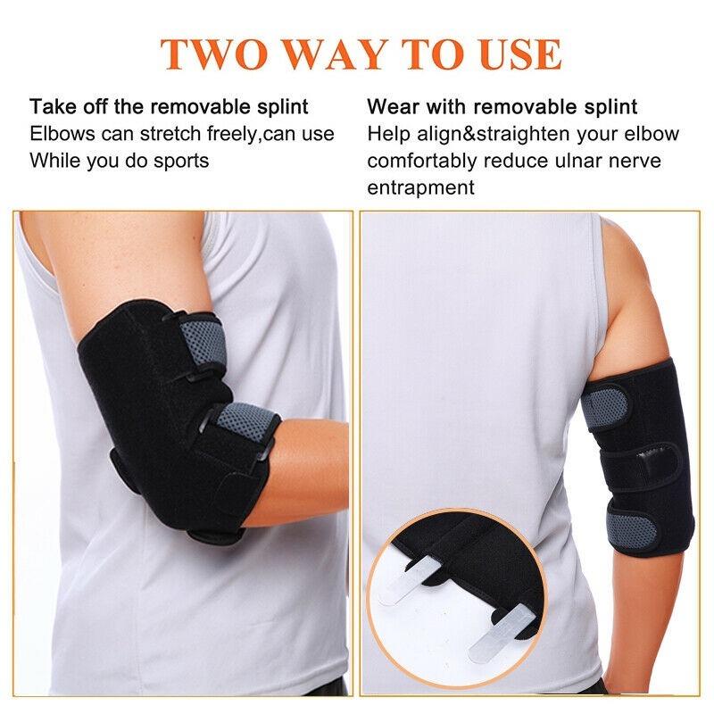 Elbow Brace Support Splint *2 Removable Metal Plate* Arm Sleeve ...