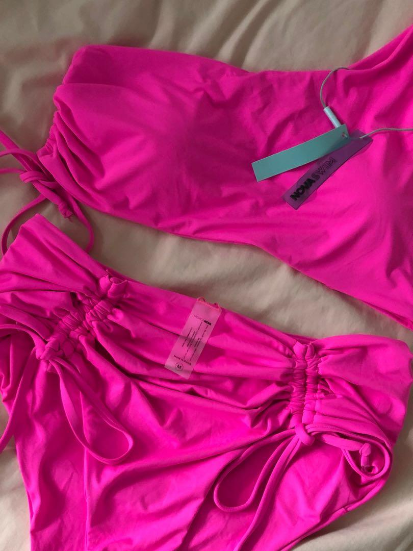 Neon Pink Swimsuit Womens Fashion Swimwear Bikinis And Swimsuits On Carousell