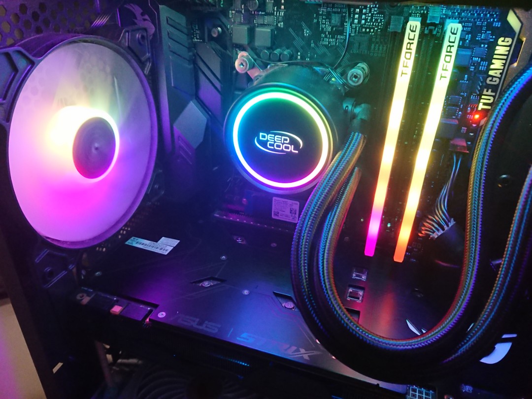 gaming pc set desktop cpu full set intel i7 rog strix gtx 1070 monitor ...