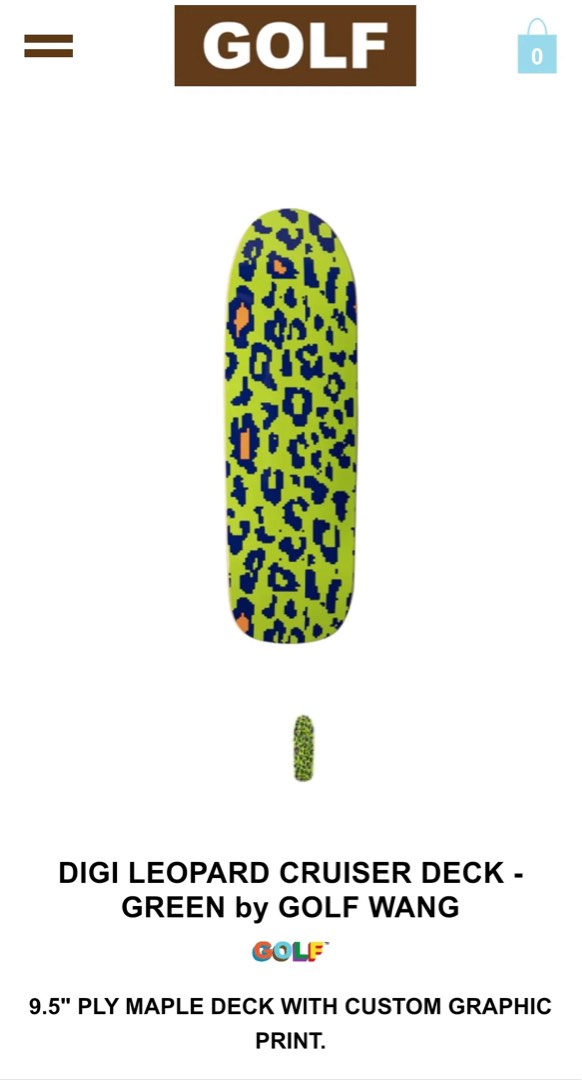Golf wang digi leopard cruiser deck, Sports Equipment, Sports & Games ...