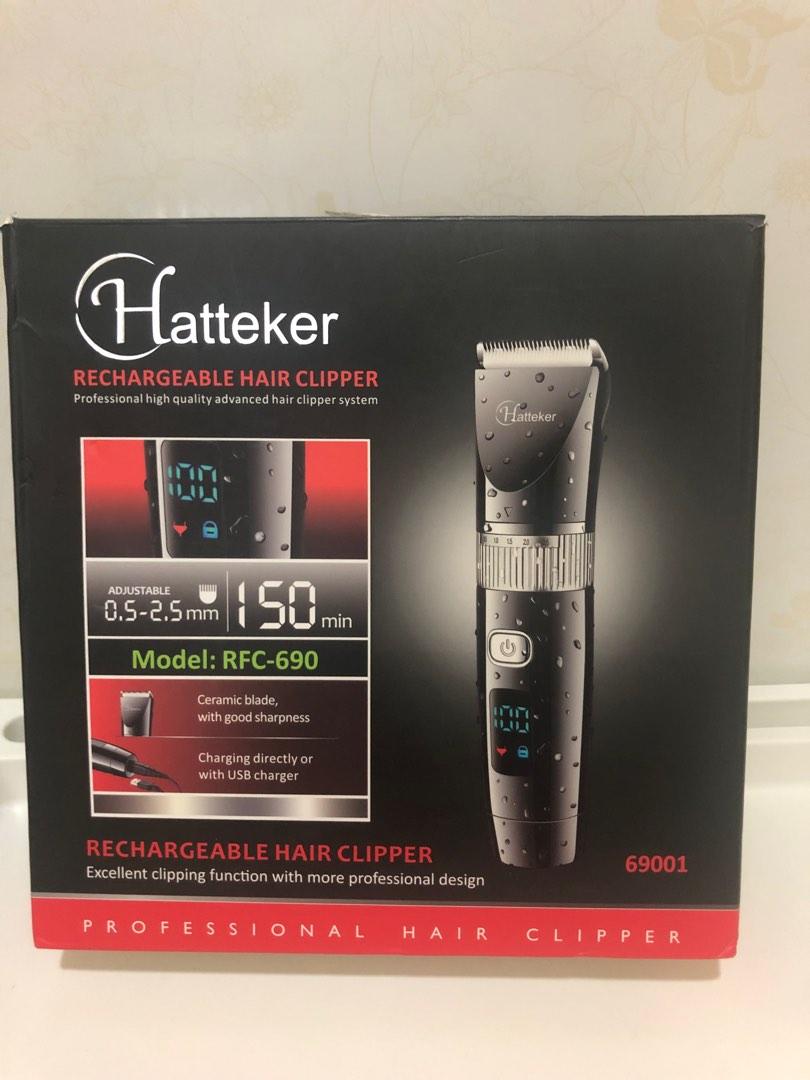 HATTEKER Professional Rechargeable Electric Hair Clipper Waterproof LED Display RFC-690, Beauty ...