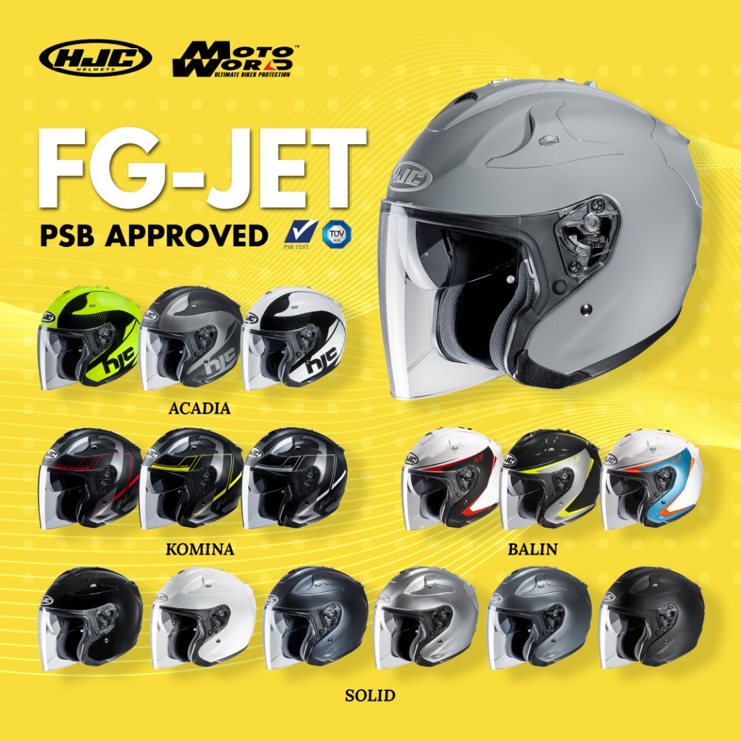 HJC PSB APPROVED FG Jet Half Face Motorcycle Helmet (Designed in Korea ...
