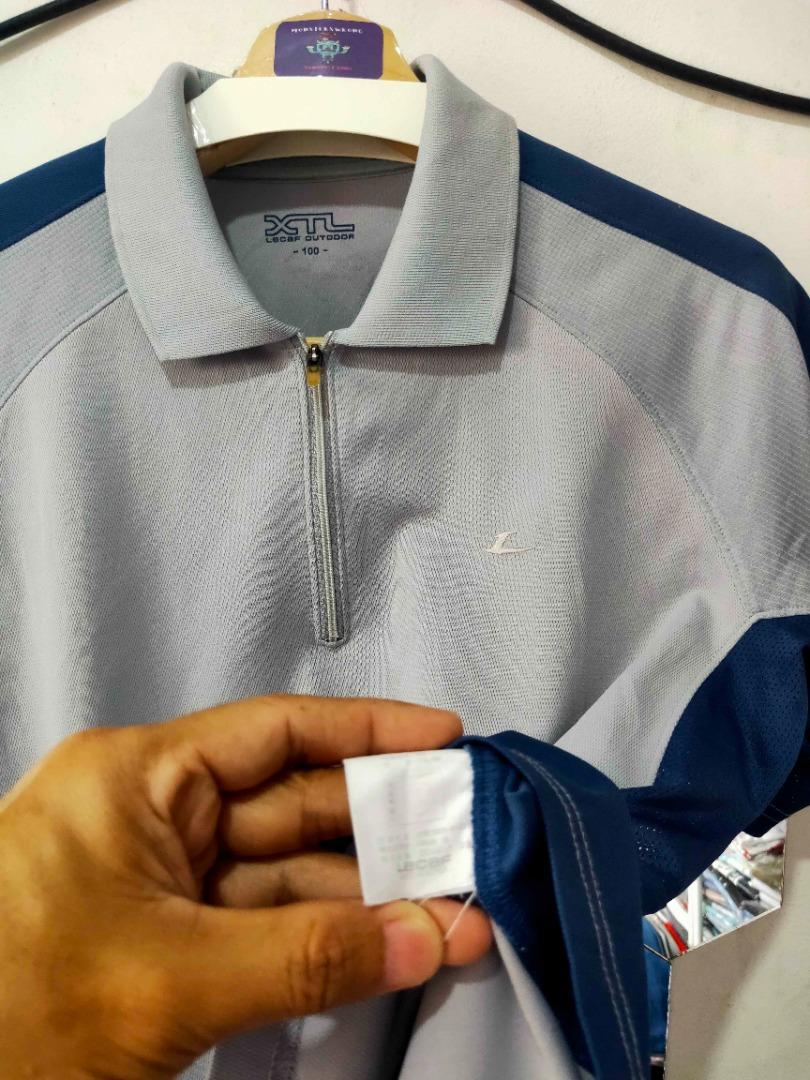 Kaos Polo Lecaf Abu Abu Biru Polos Small Logo, Fesyen Pria, Pakaian ...