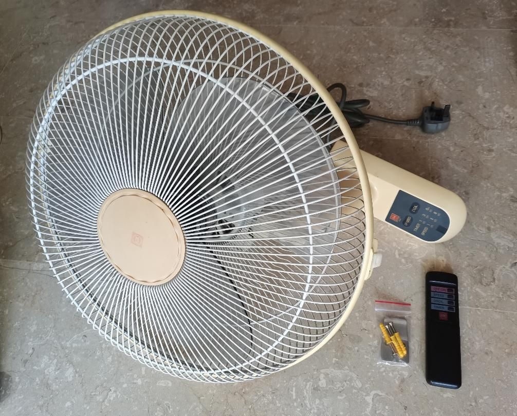 KDK 16" Wall Fan with wall bracket & remote, Furniture & Home Living ...