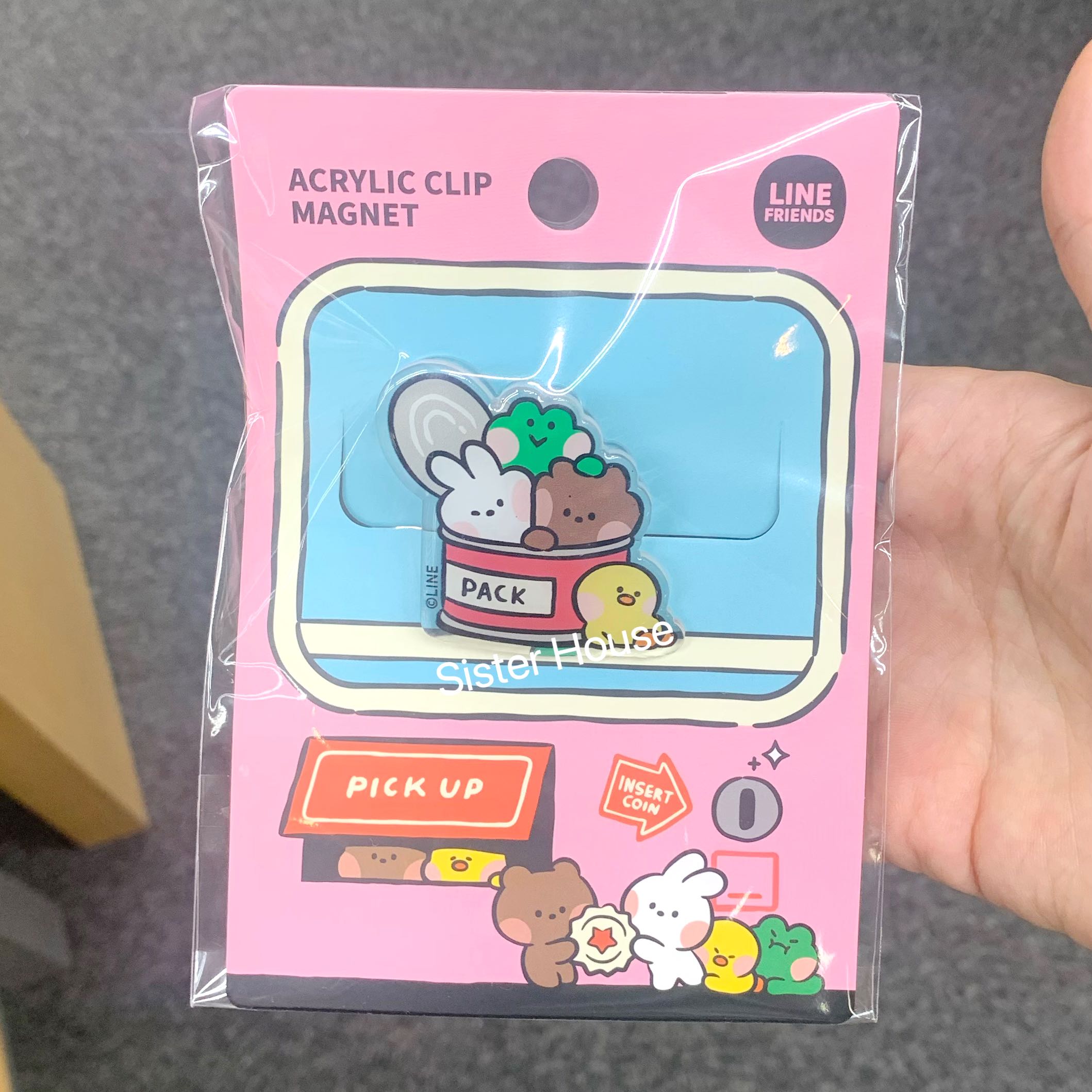 🇰🇷 LINE Friends Brown Cony Sally Leonard Acrylic Clip Magnet 熊大兔兔莎莉磁石夾仔 ...