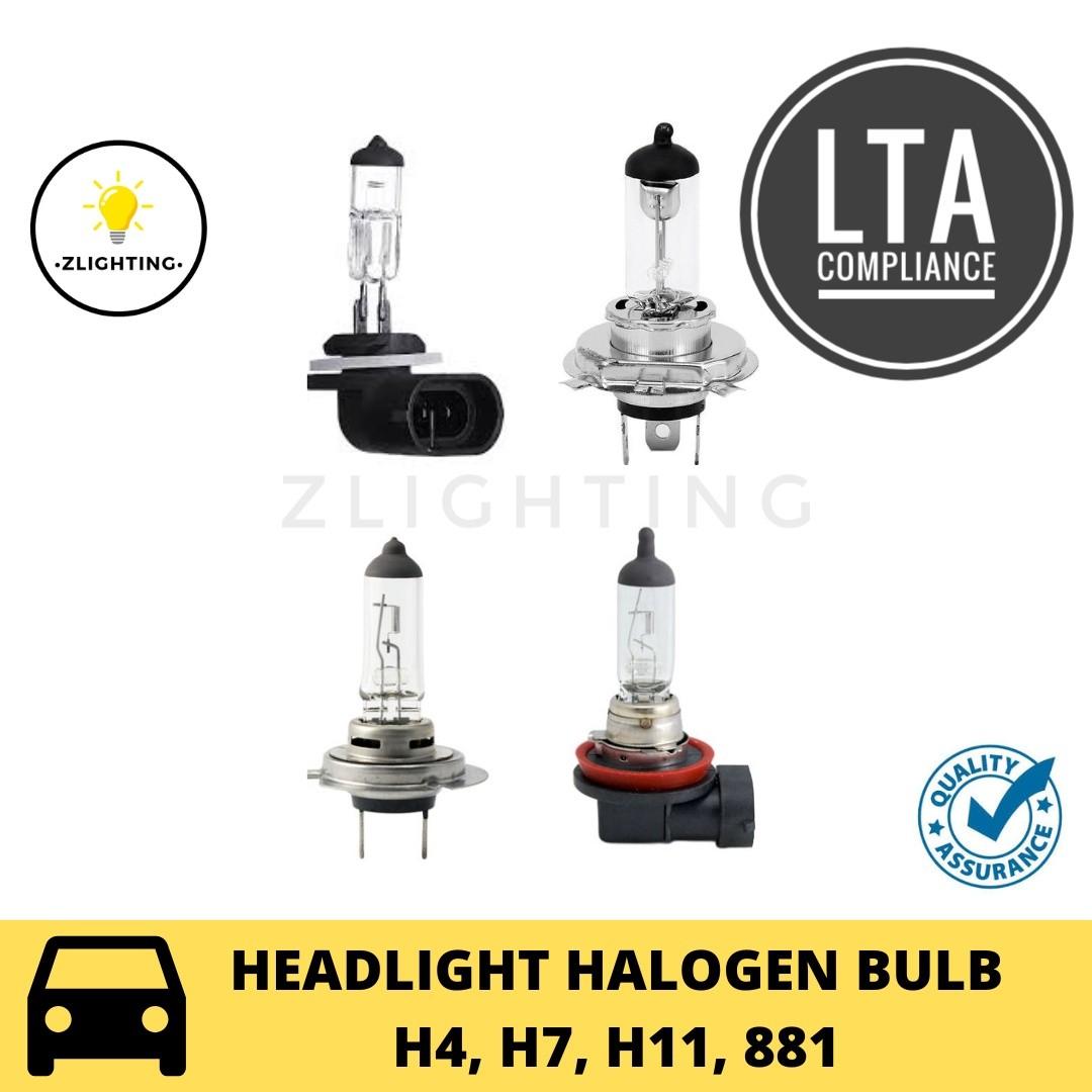 LTA Approved Headlight Bulbs |Halogen Bulbs | H4, H7, H11, 881 | For ...