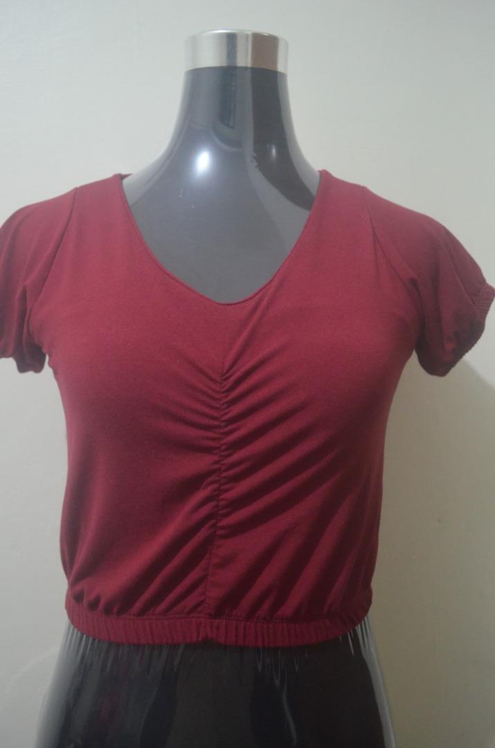 Maroon Crop Top, Women's Fashion, Tops, Blouses on Carousell
